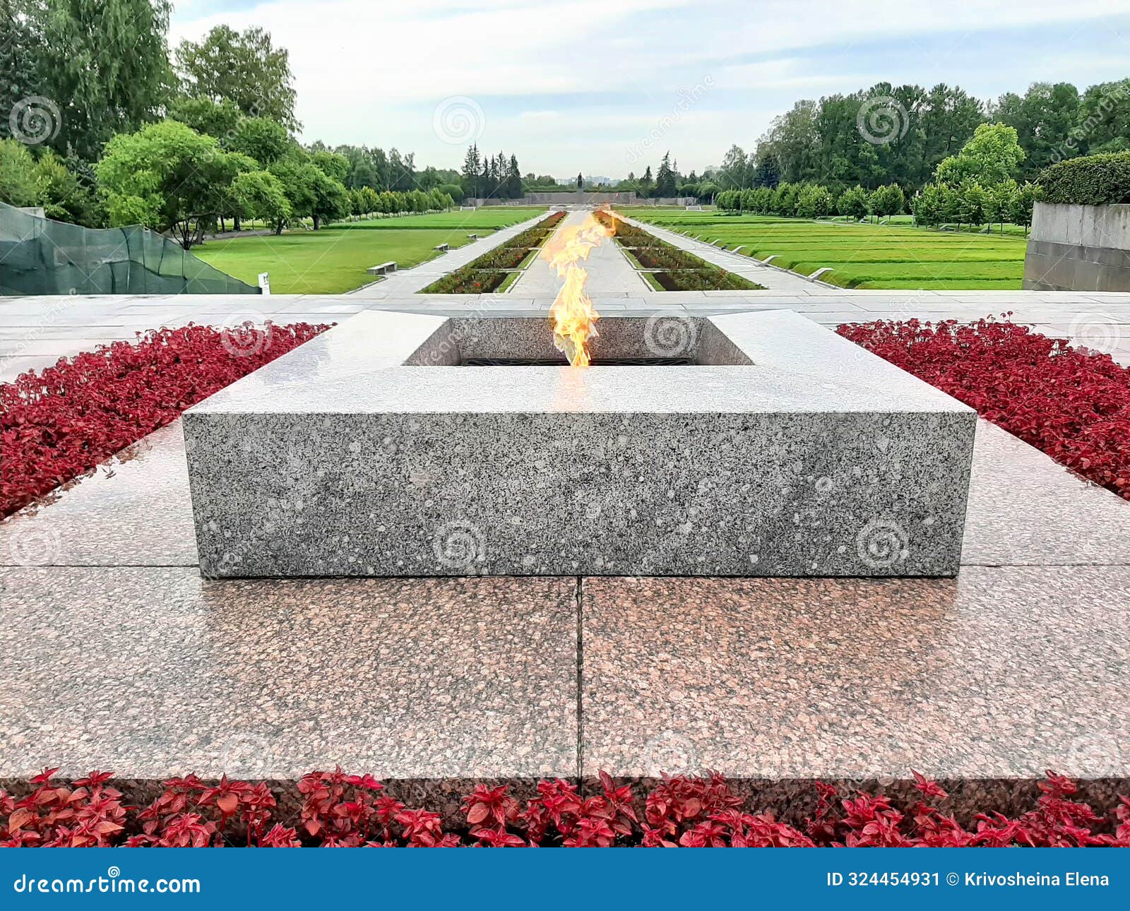 A Granite Memorial Square with a Central Eternal Flame Stock Image ...