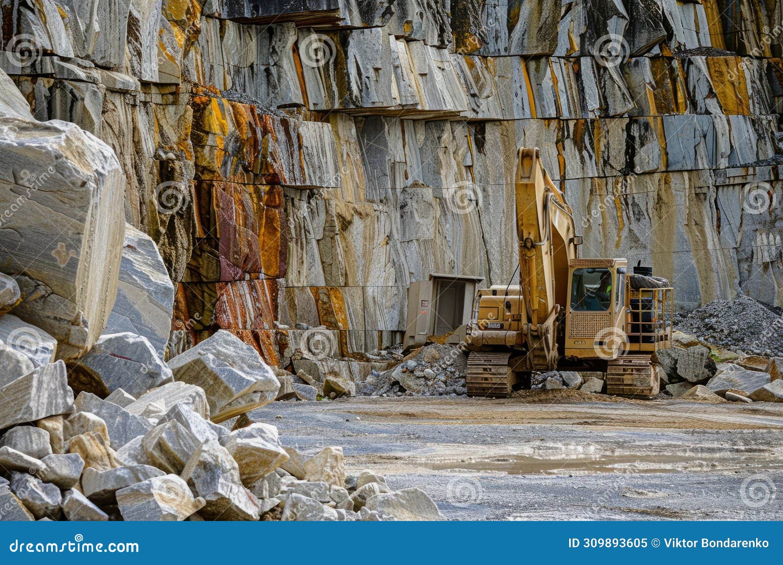 Granite mining in a quarry stock image. Image of structure - 309893605