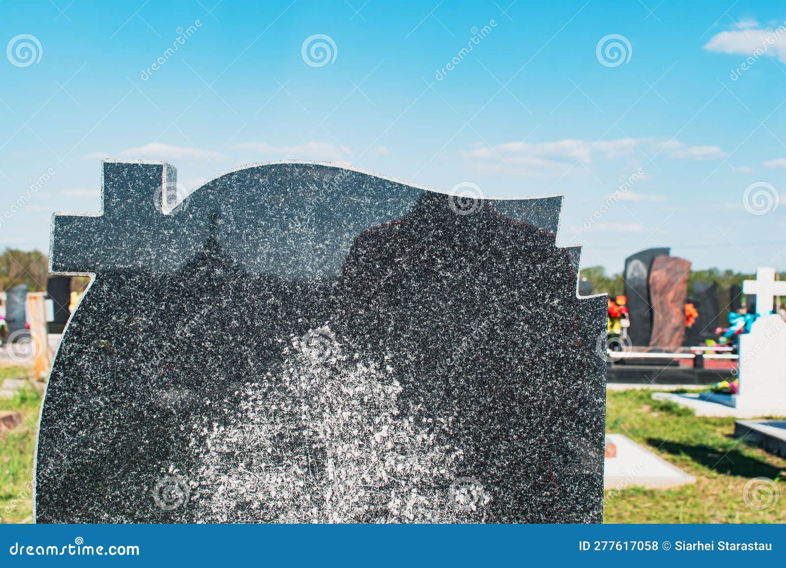 Granite Monuments in the Cemetery Stock Photo - Image of security ...