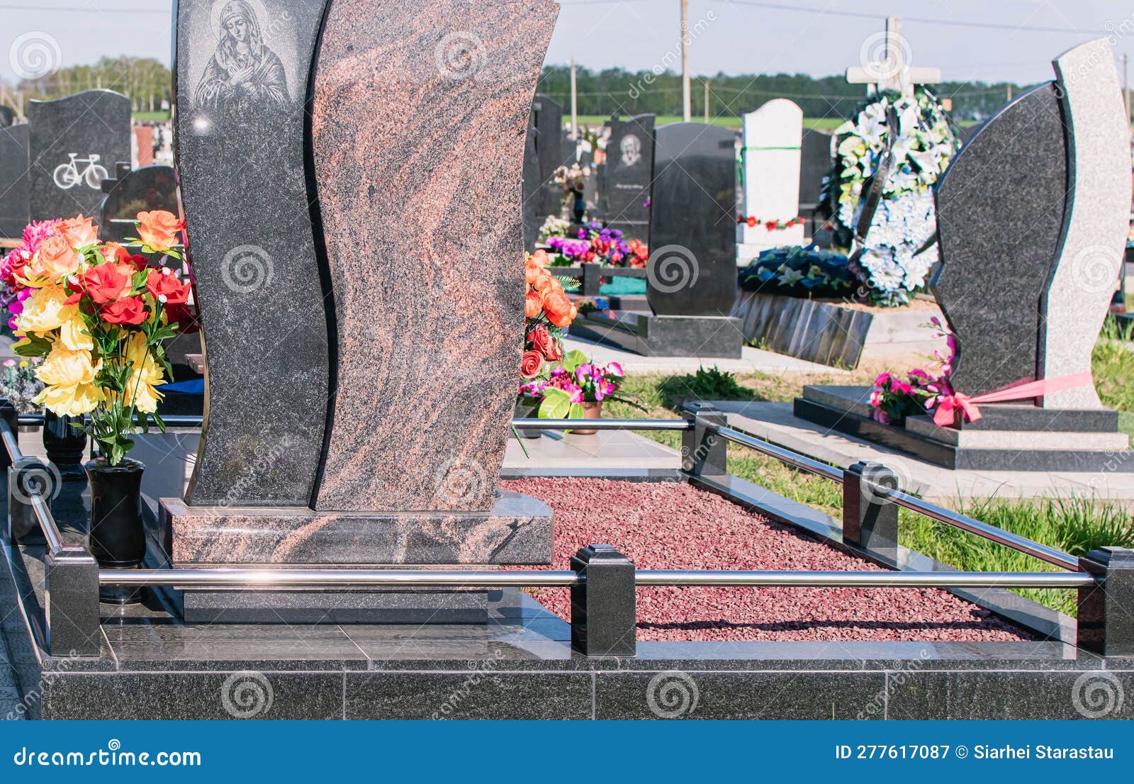 Granite Monuments in the Cemetery Stock Image - Image of security ...