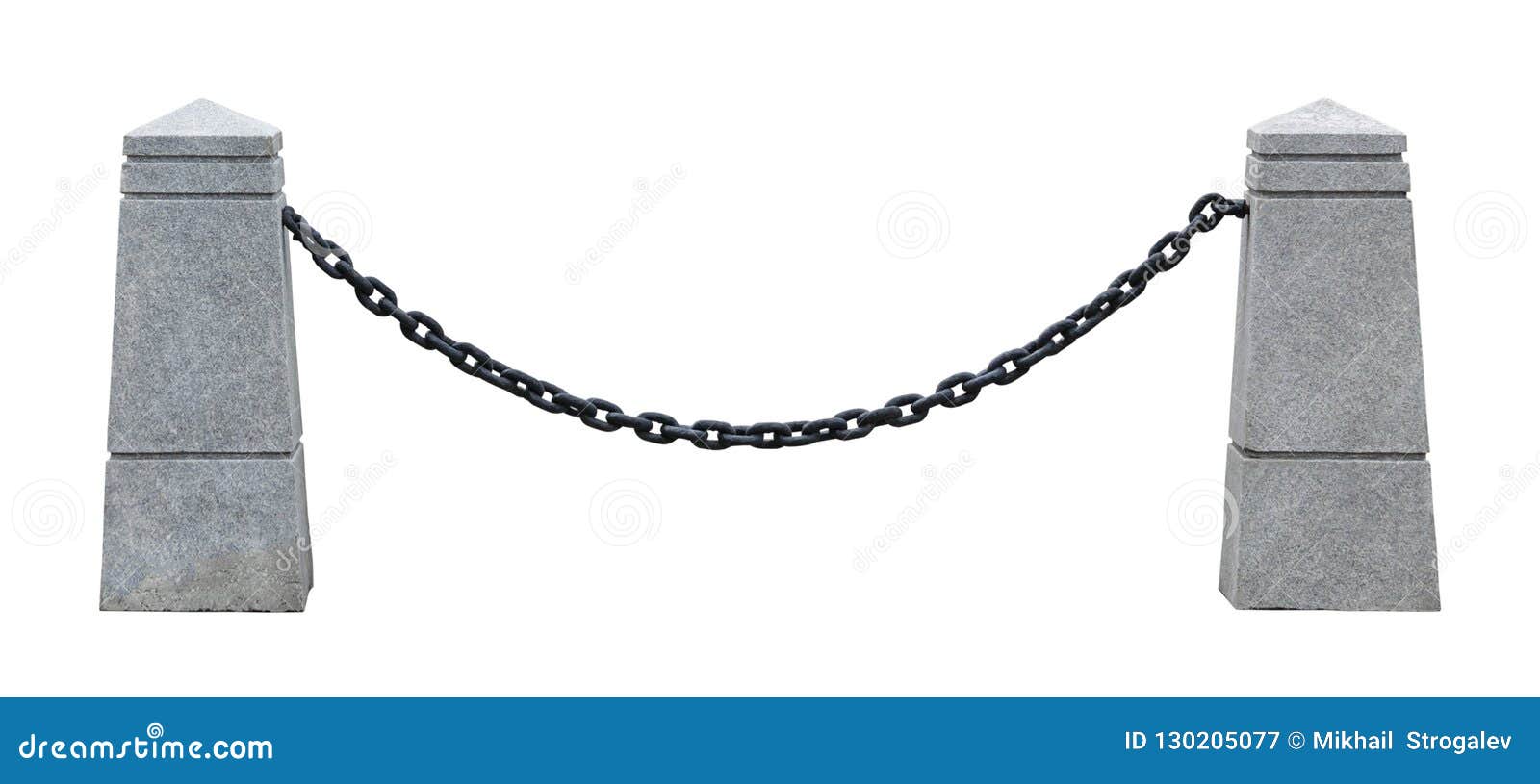 Granite Posts with Black Metal Chain, Isolated Stock Image - Image of ...