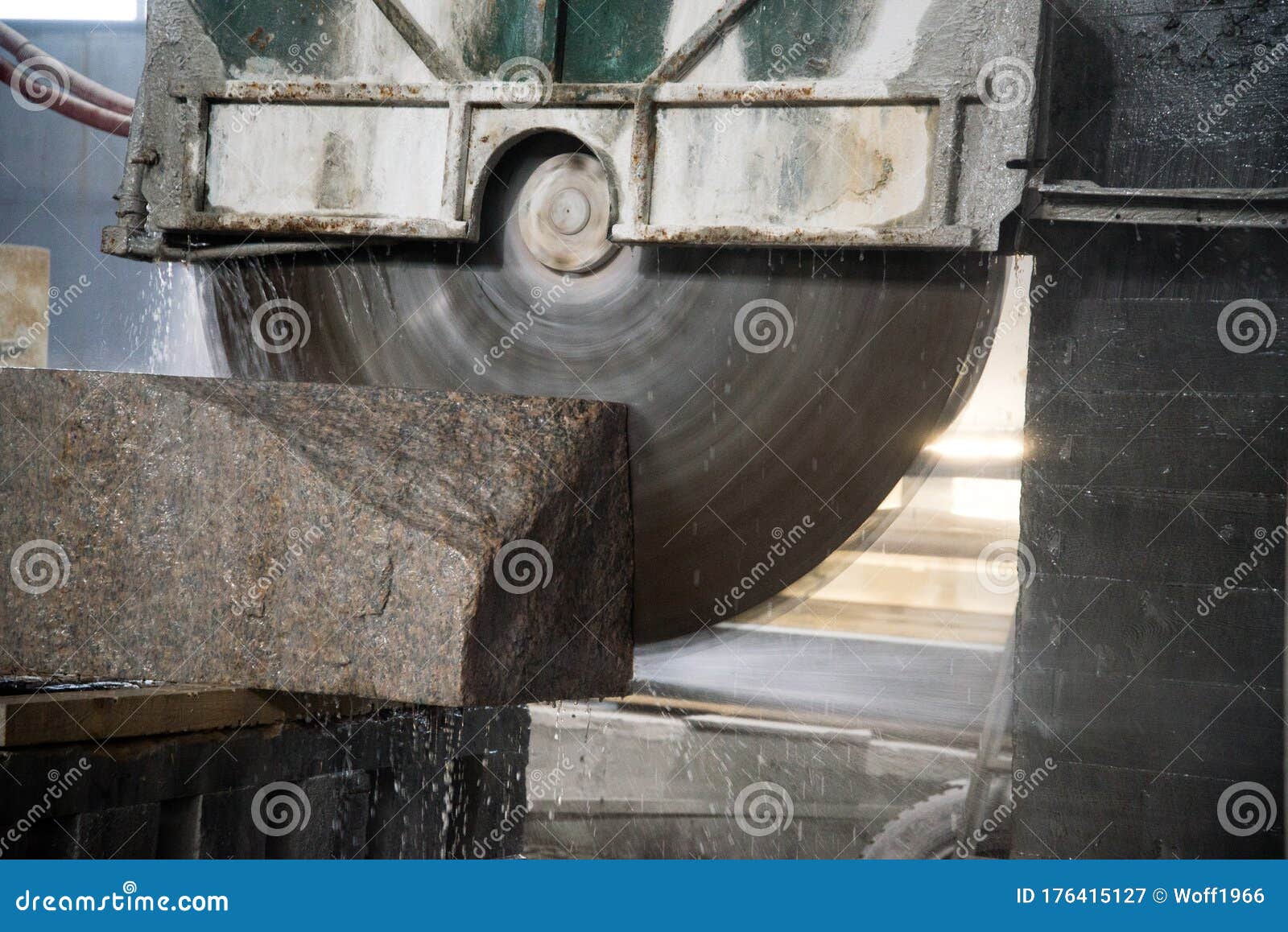 Granite Processing In Manufacturing. Cutting Granite Slab With A ...