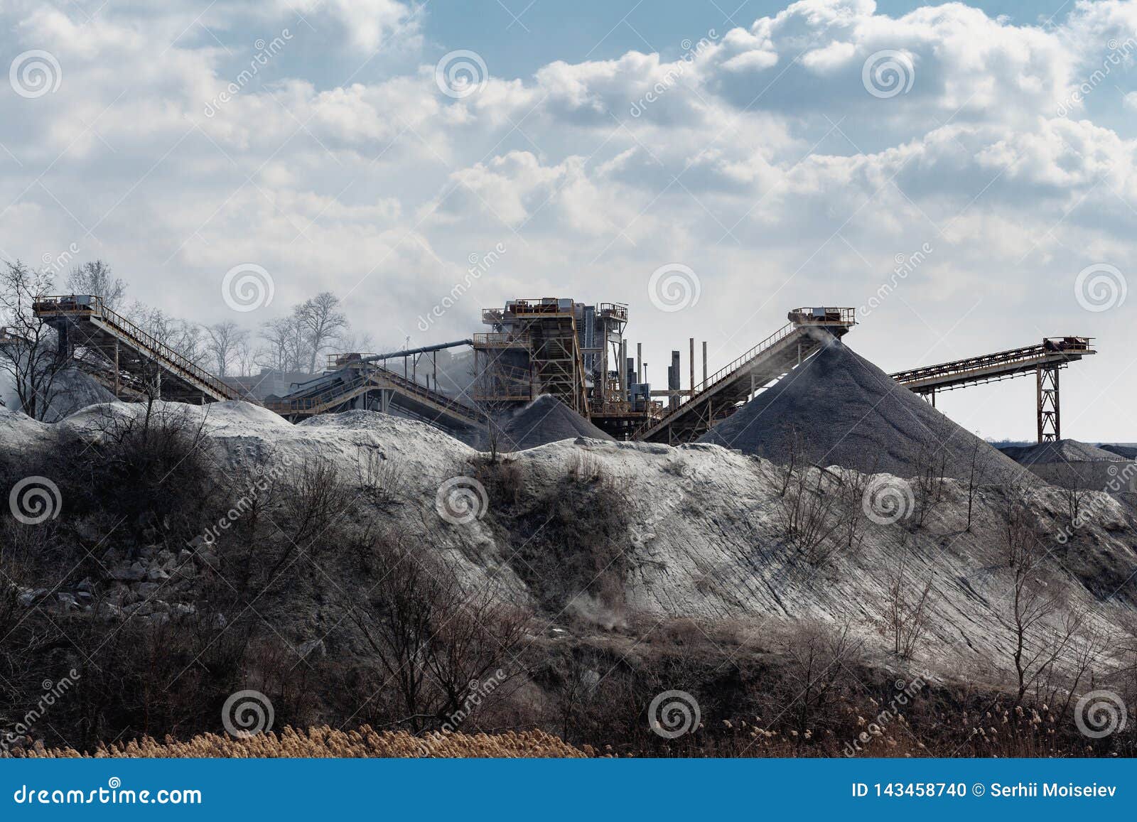 Granite quarry equipments stock photo. Image of mineral - 143458740