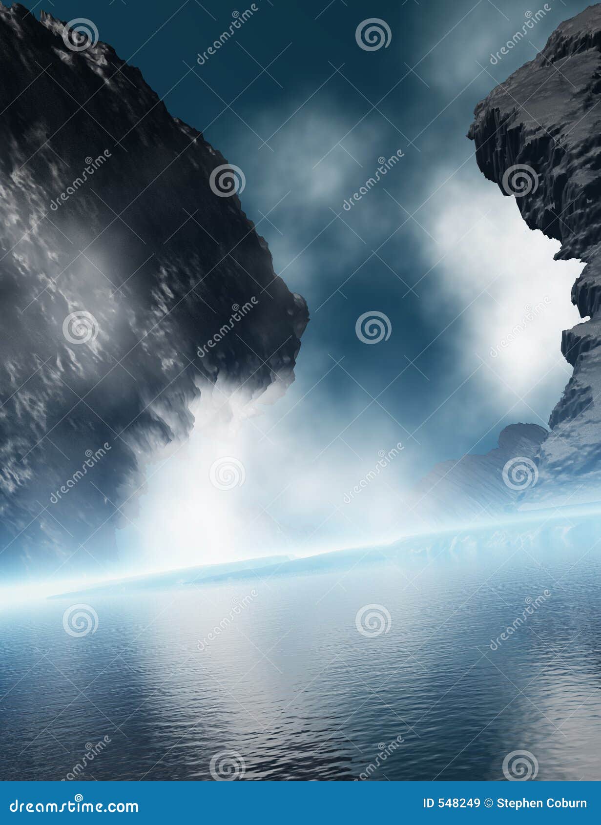 Granite Rock With Ocean Mist Stock Illustration - Illustration of dark ...