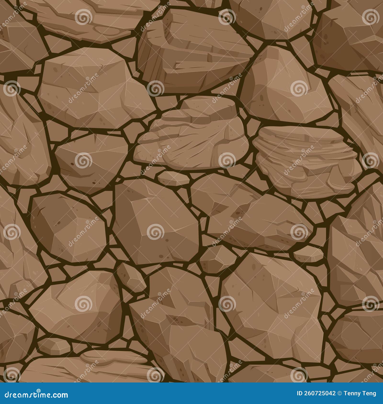Granite Rock Stones Texture Seamless Pattern. Cartoon Floor Tile ...