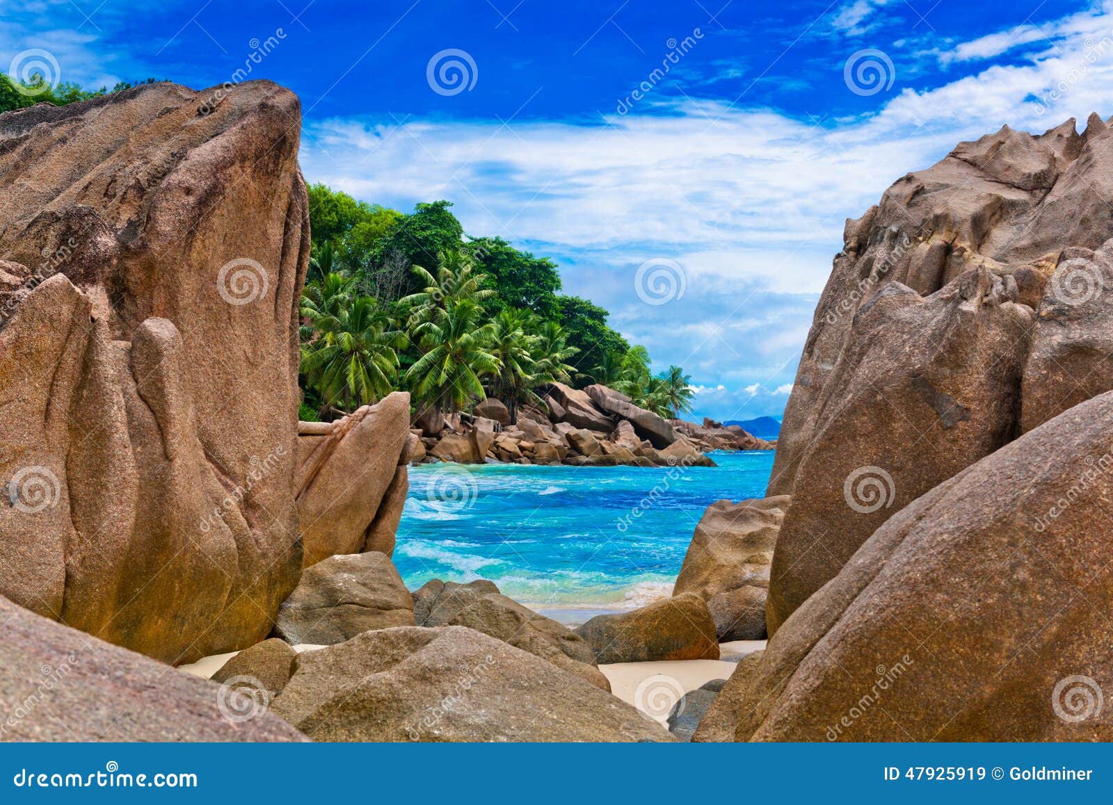Granite Rocks on the Beach. the Seychelles Stock Image - Image of coast ...
