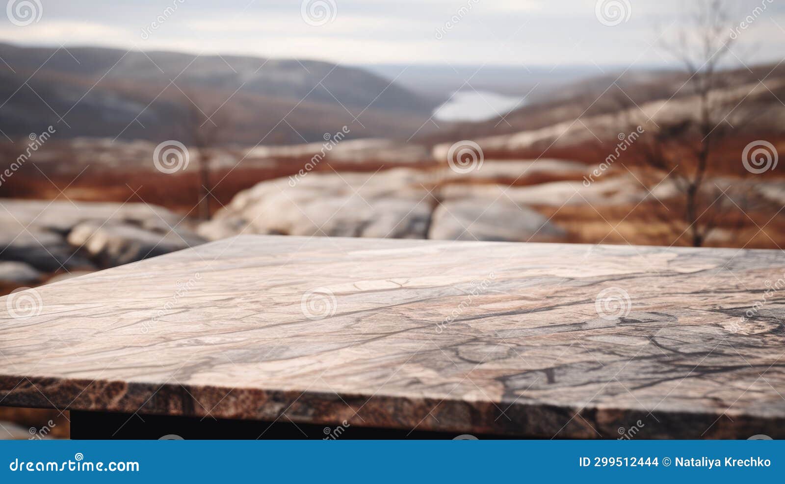 Granite Slab in the Mountains, Forest in the Background. Natural ...