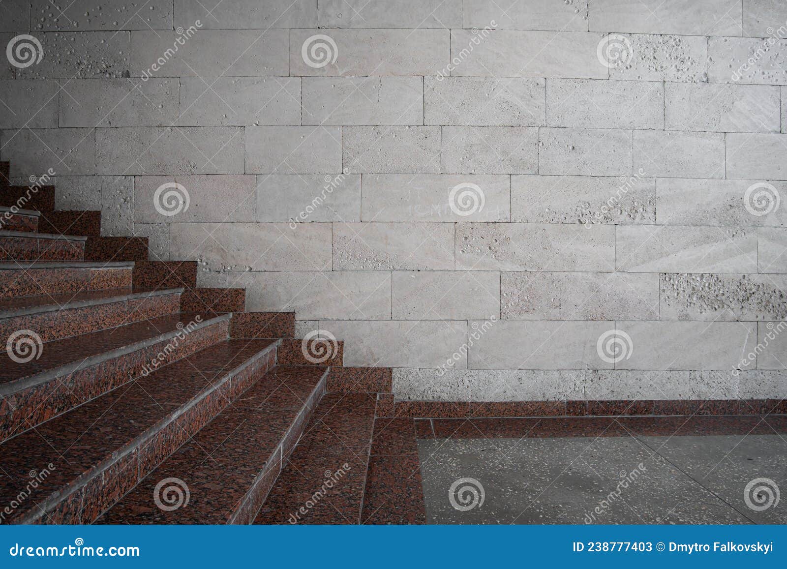 Granite Stairs on the Background of a Wall of Shell Rock Side View ...