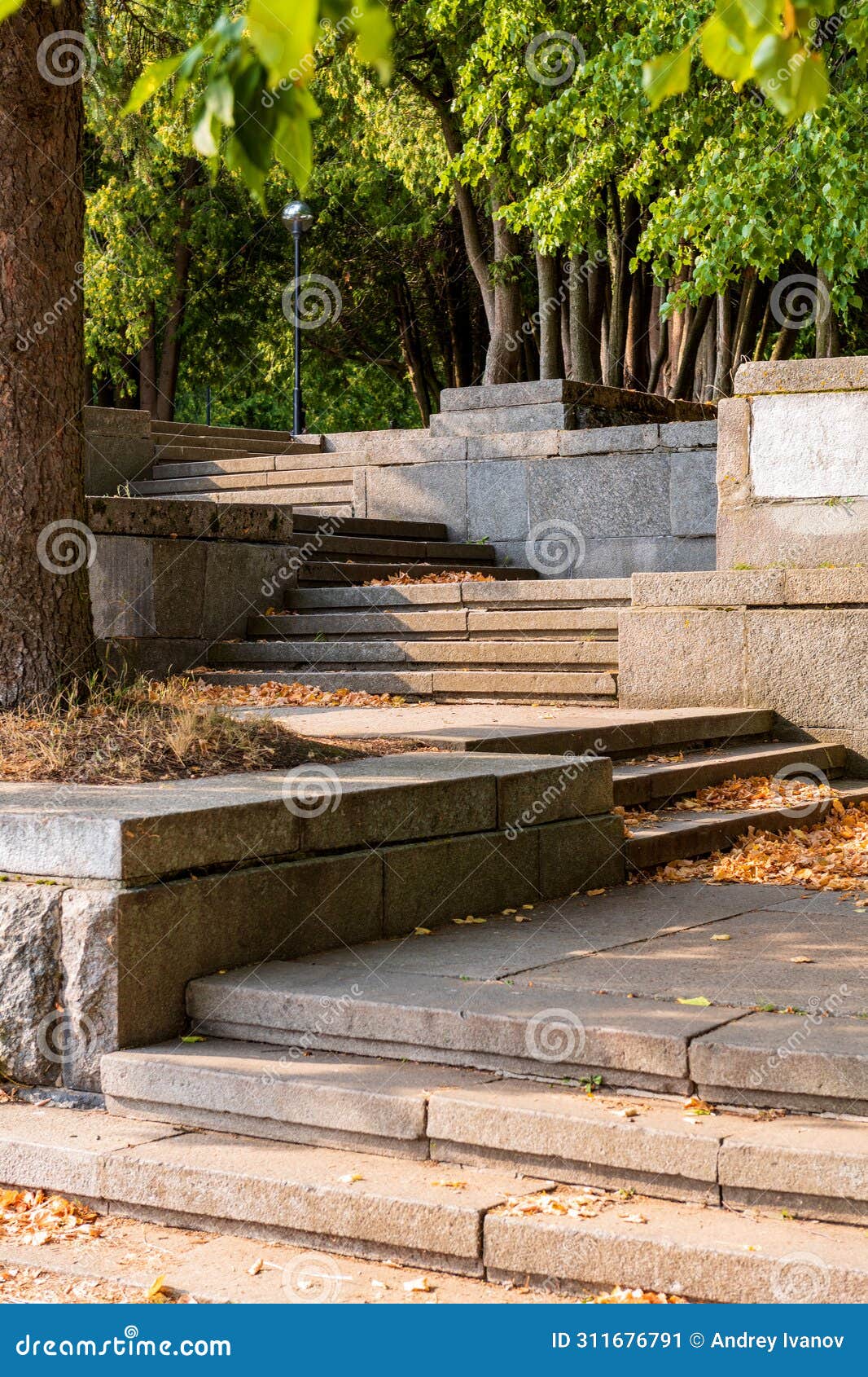 Granite Steps in the Rays of the Autumn Sun. Beautiful Sunny Landscape ...