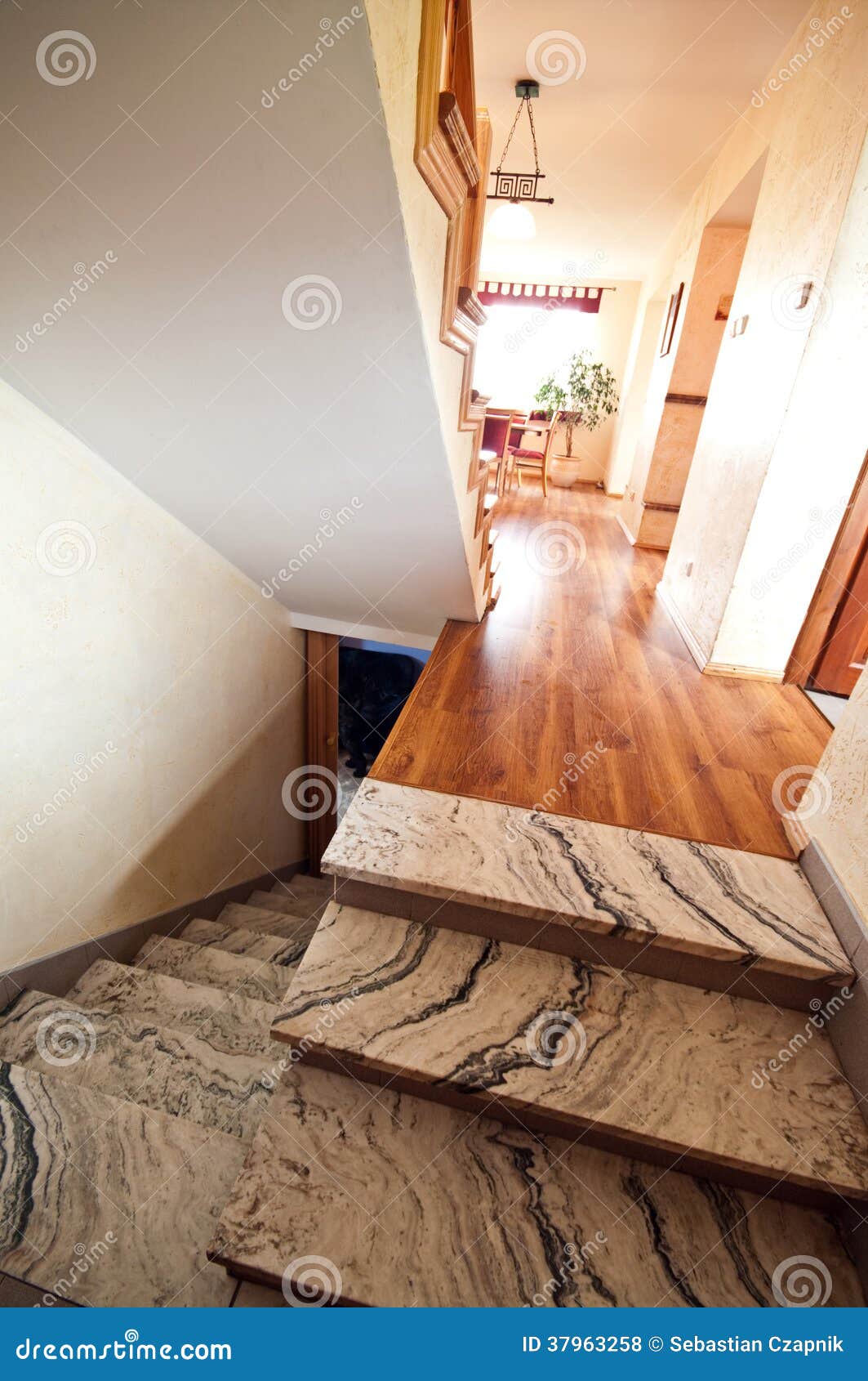 Granite Steps and Wooden Floor Stock Photo - Image of interior, luxury ...