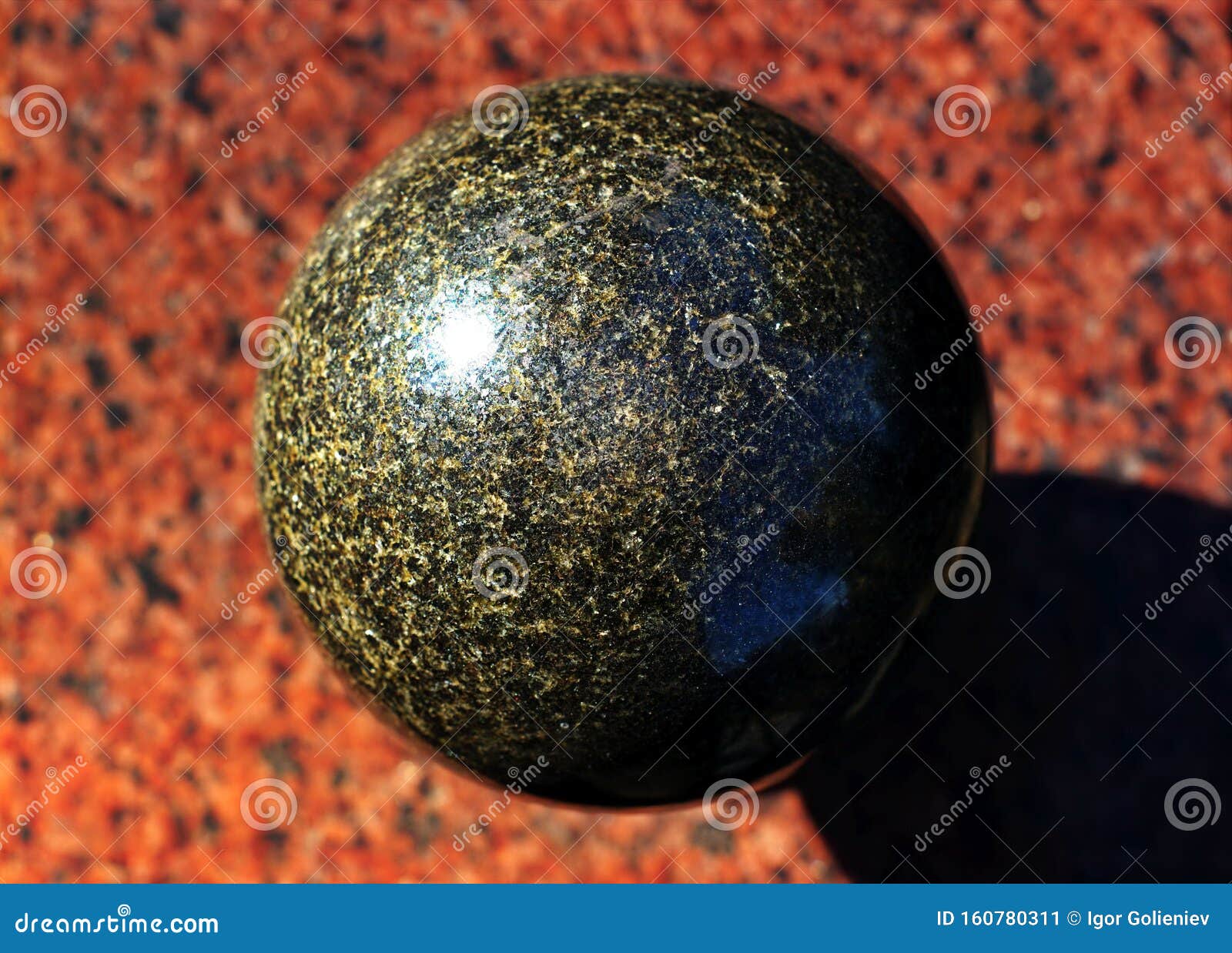 Granite Stone Polished Ball on a Granite Slab Stock Image - Image of ...