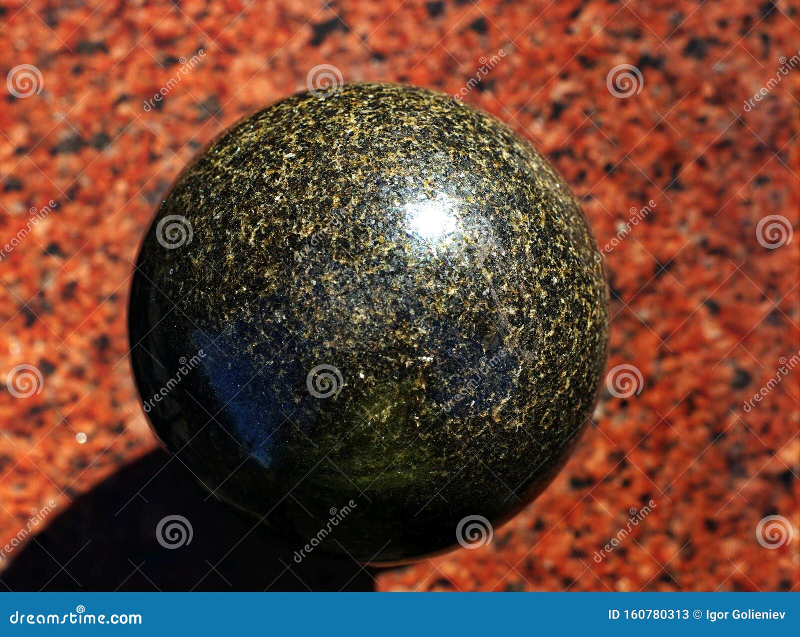 Granite Stone Polished Ball on a Granite Slab Stock Image - Image of ...