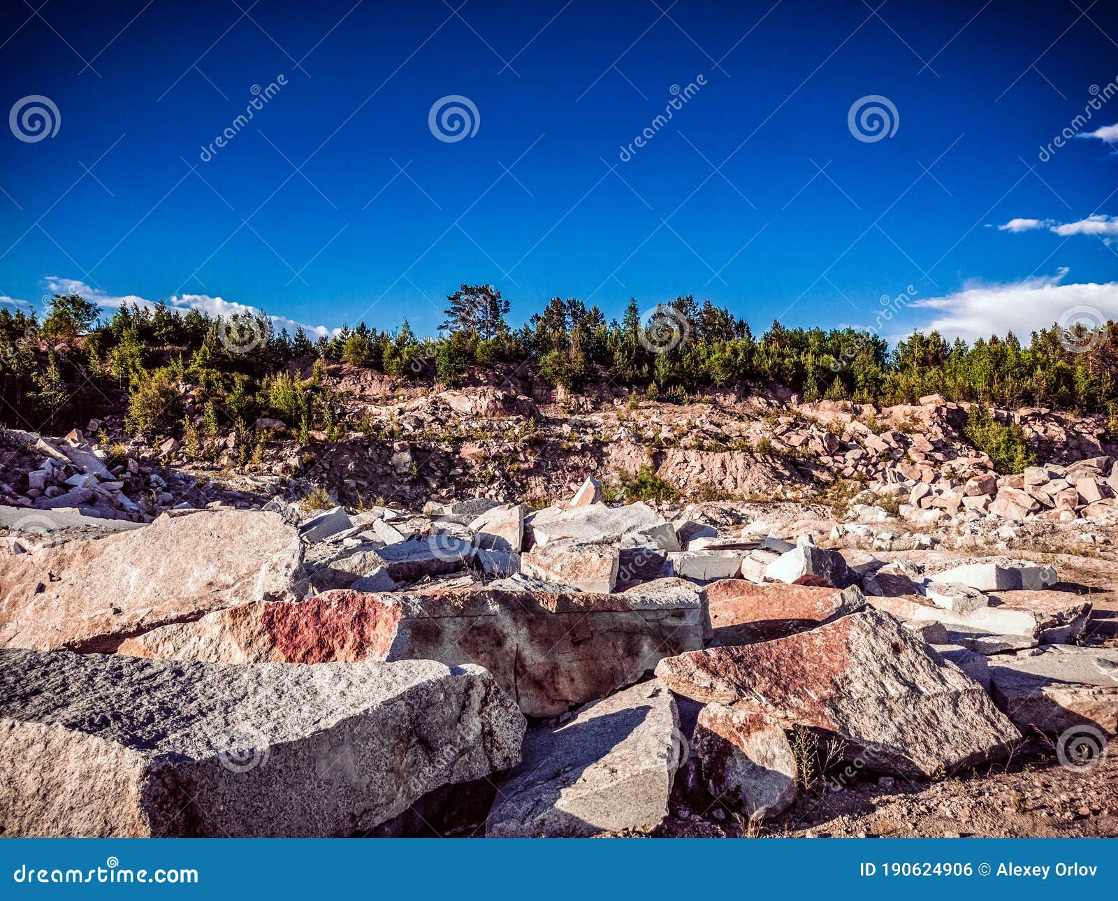 Granite Stone Quarry among the Forest. Stock Photo - Image of growth ...