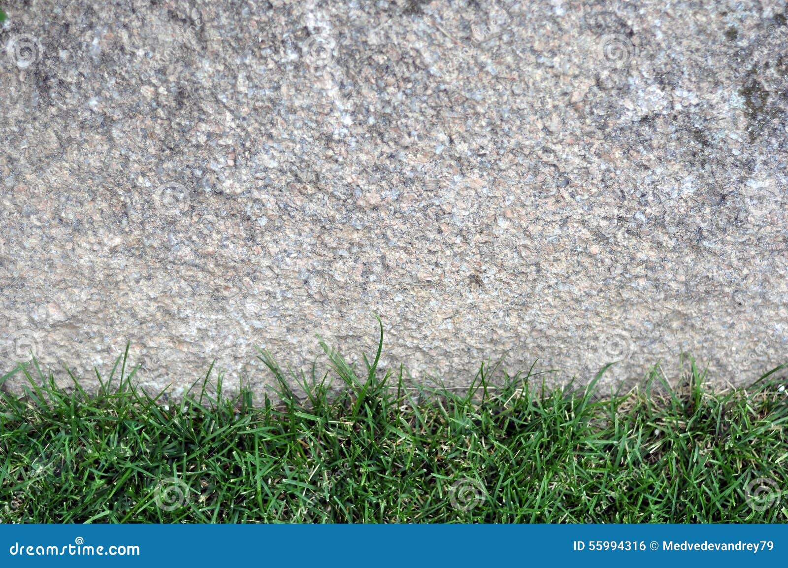 Granite Stone Wall with Grass Foreground. Stock Photo - Image of ...