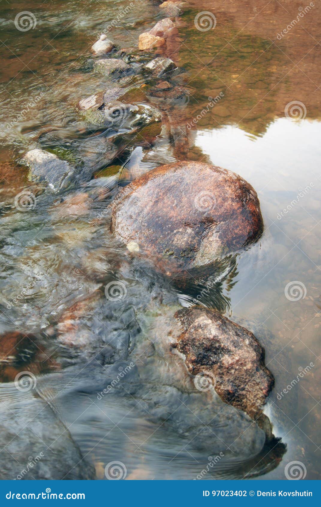 Granite Stones on the Bottom of the Water Flow of a Mountain Cool ...