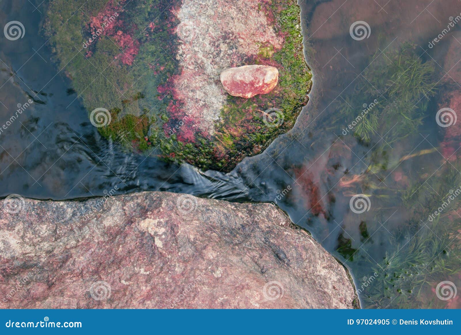 Granite Stones on the Bottom of the Water Flow of a Mountain Cool ...