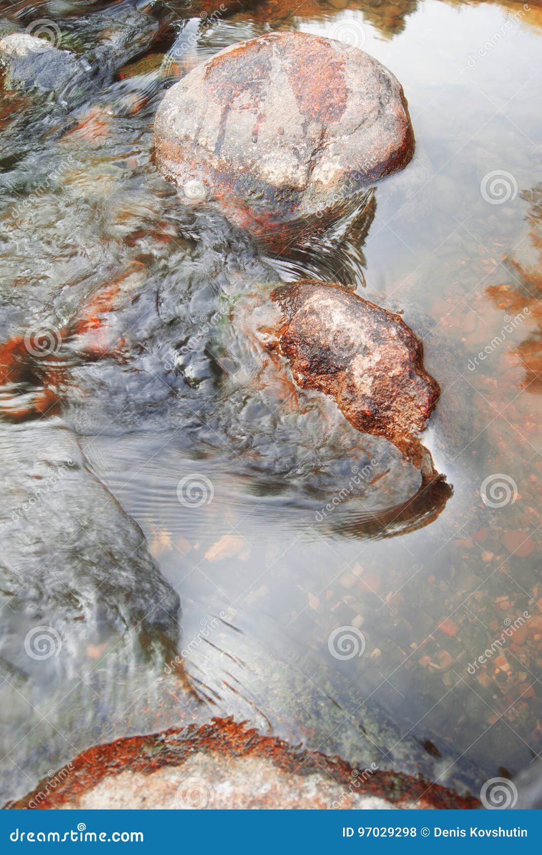 Granite Stones on the Bottom of the Water Flow of a Mountain Cool ...