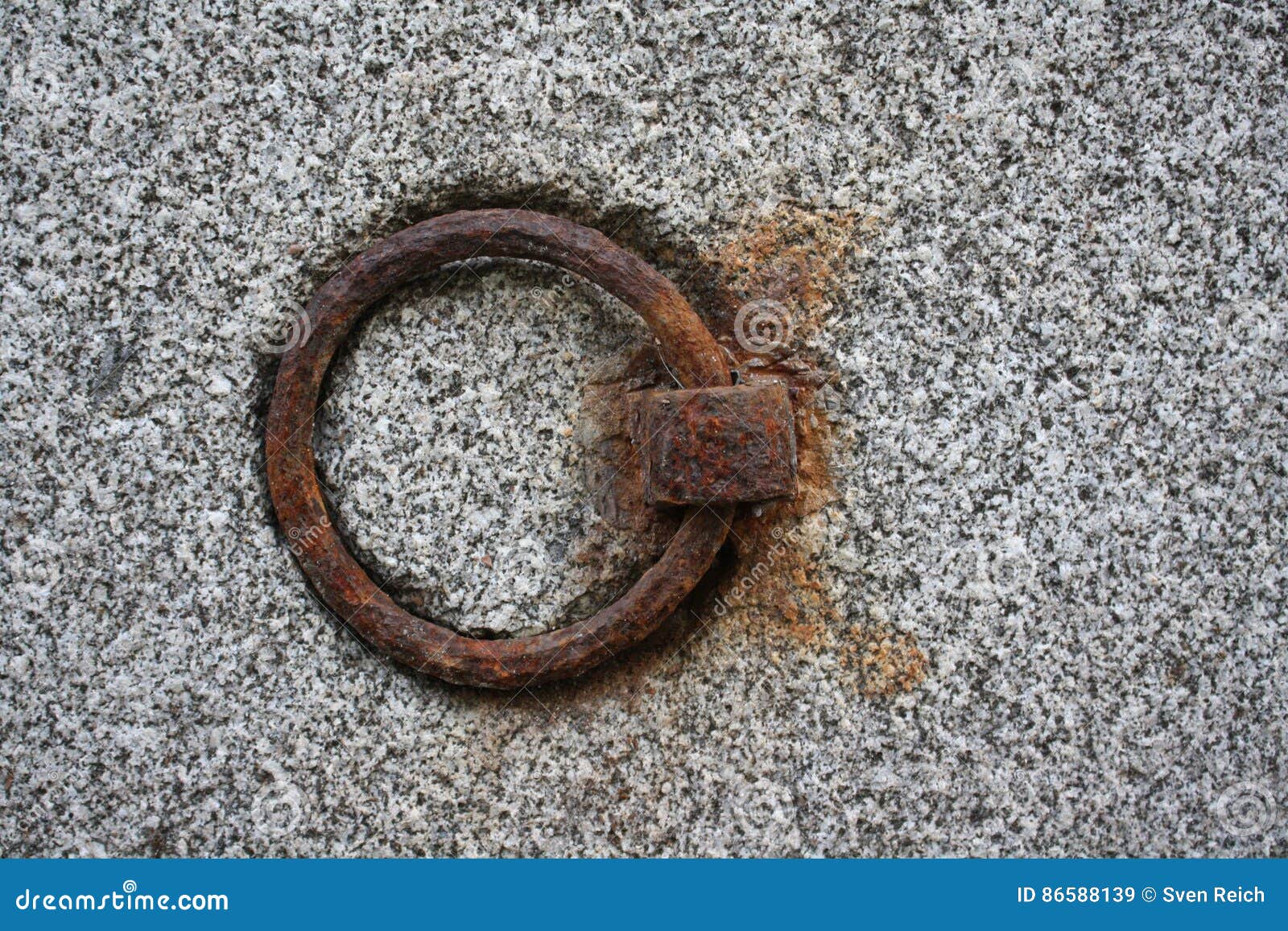 Granite Surface with a Rusty Metal Ring Stock Image - Image of metal ...