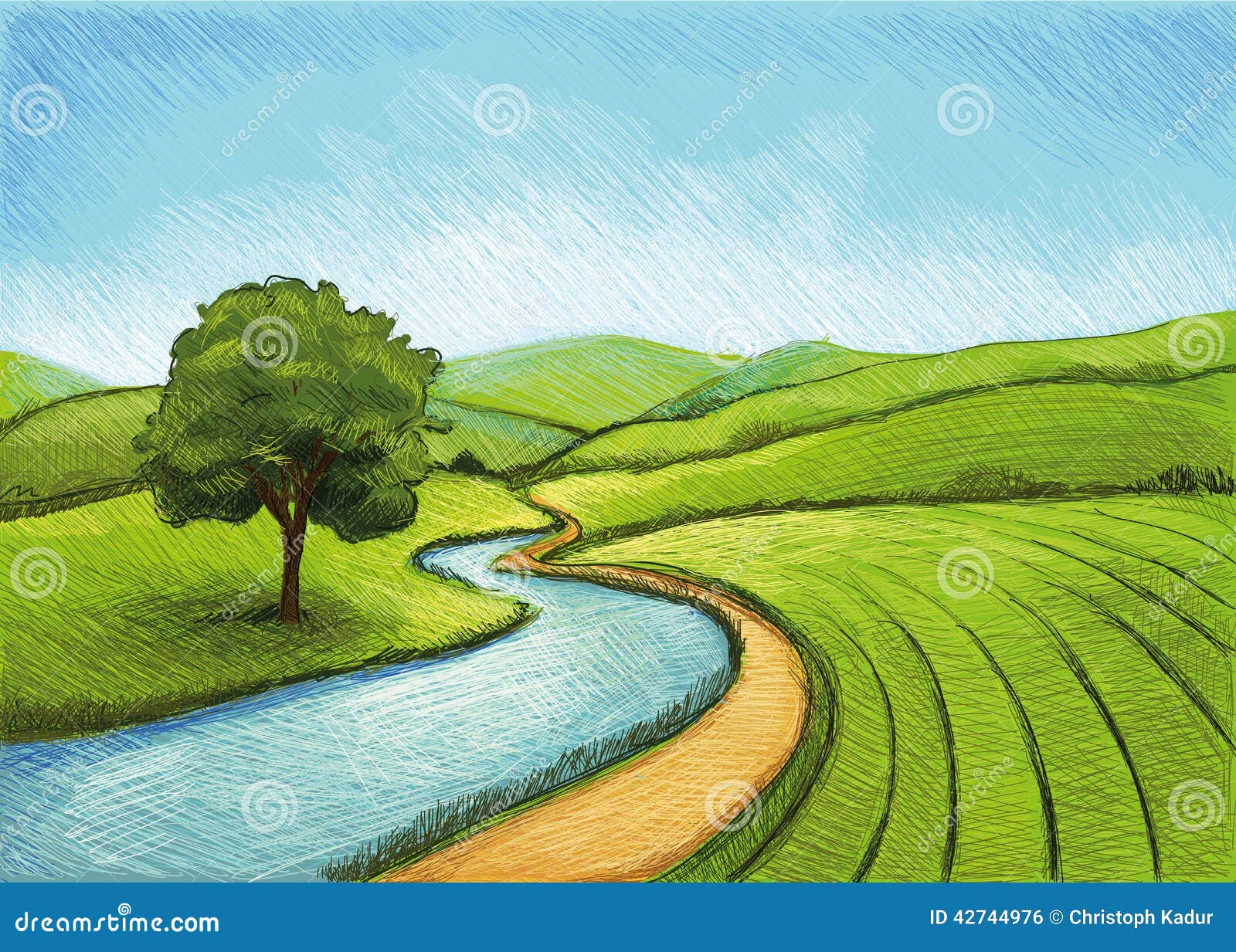 Granja de la tarde stock de ilustración. Ilustración de fondo - 42744976