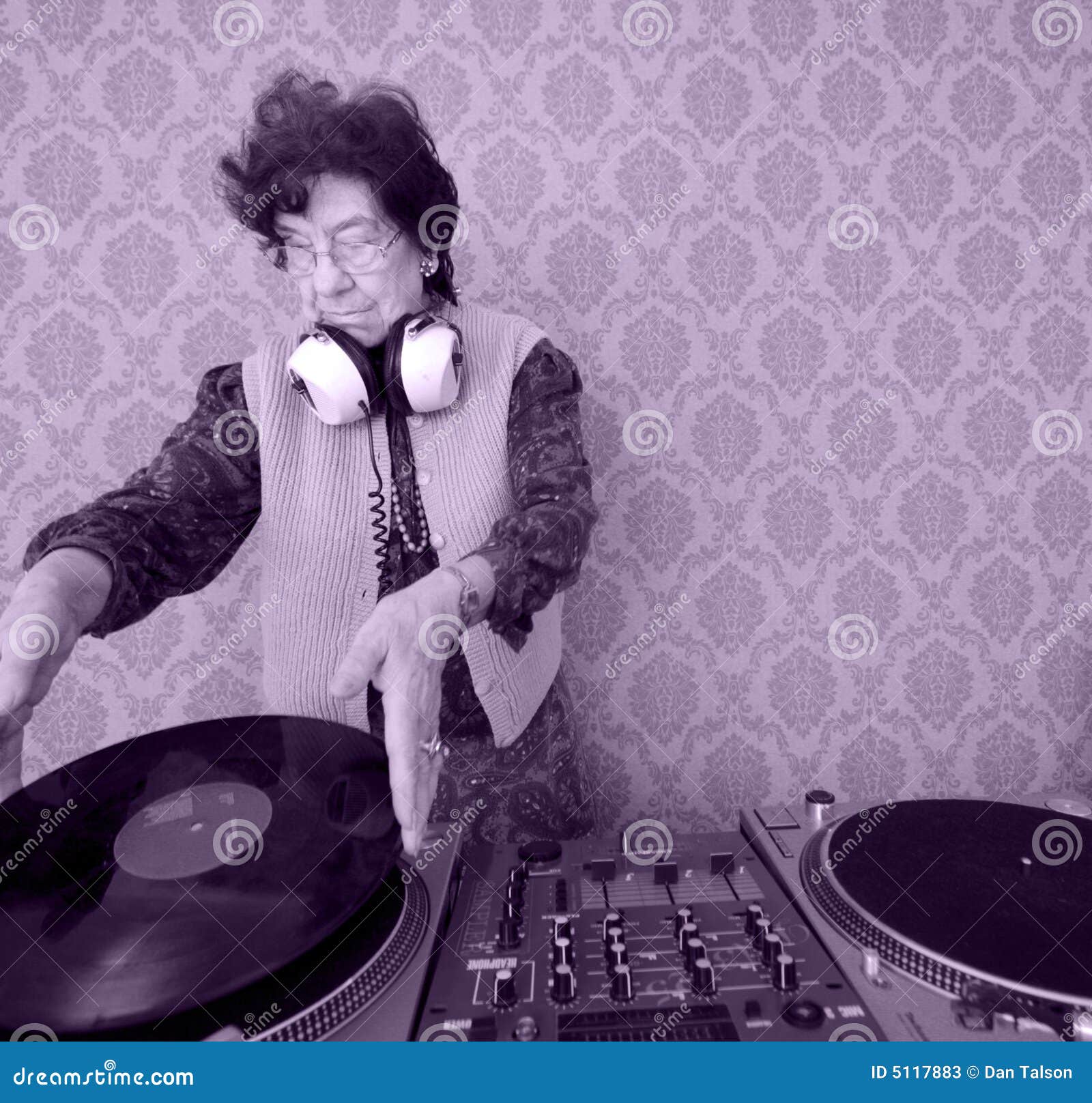 Granny dj stock image. Image of elderly, woman, lively - 5117883