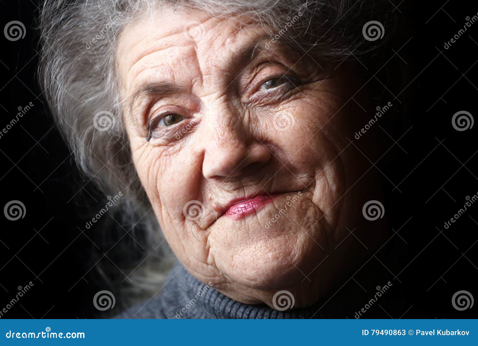 Granny Face on Black Background Stock Image - Image of lifestyle, kind ...