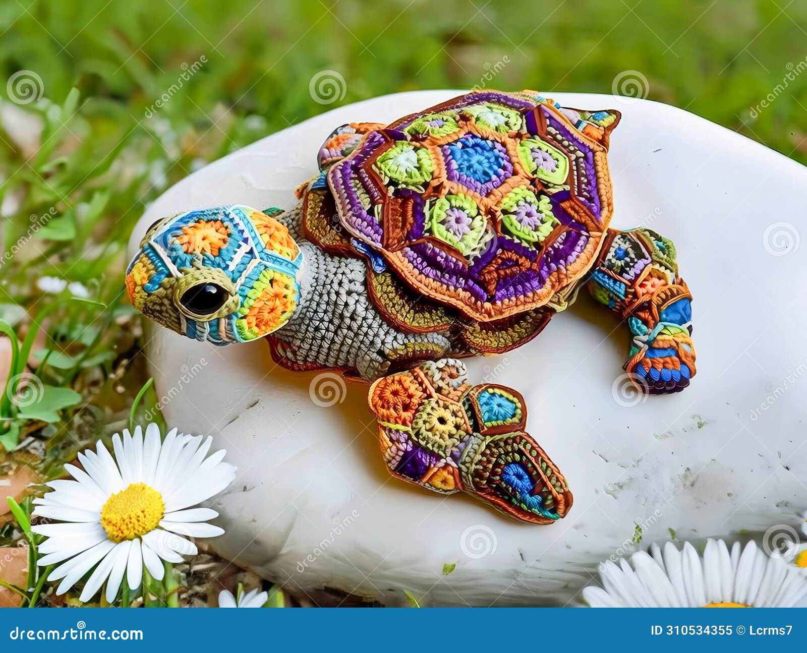 Granny Square Crocheted Turtles Stock Illustration - Illustration of ...