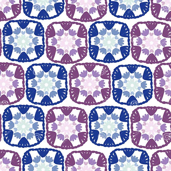 Granny Square. Seamless Pattern Crochet Stock Vector - Illustration of ...