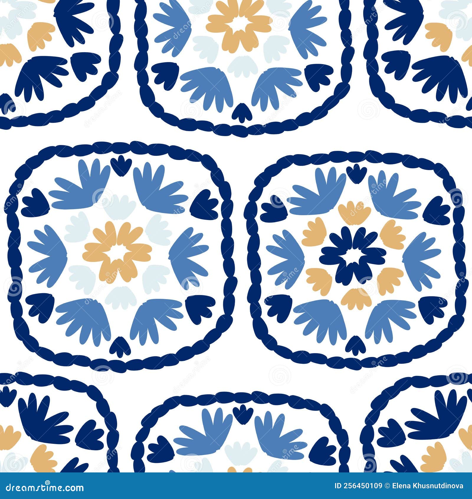 Granny Square. Seamless Pattern Crochet Stock Vector - Illustration of ...