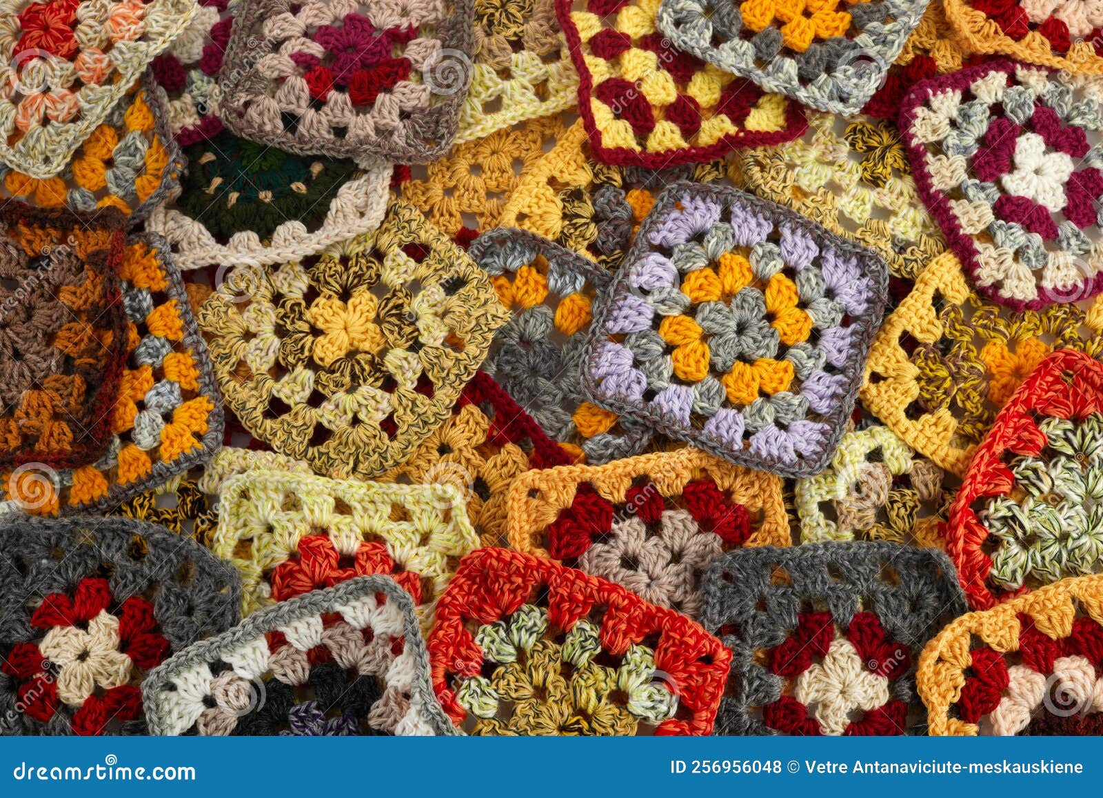 Granny Squares. Colored Wool Knitting Crocheting Stock Photo - Image of ...