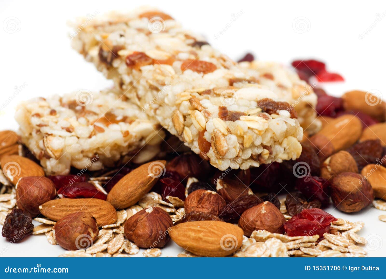 Granola Bar on White Background Stock Photo - Image of food, grain ...
