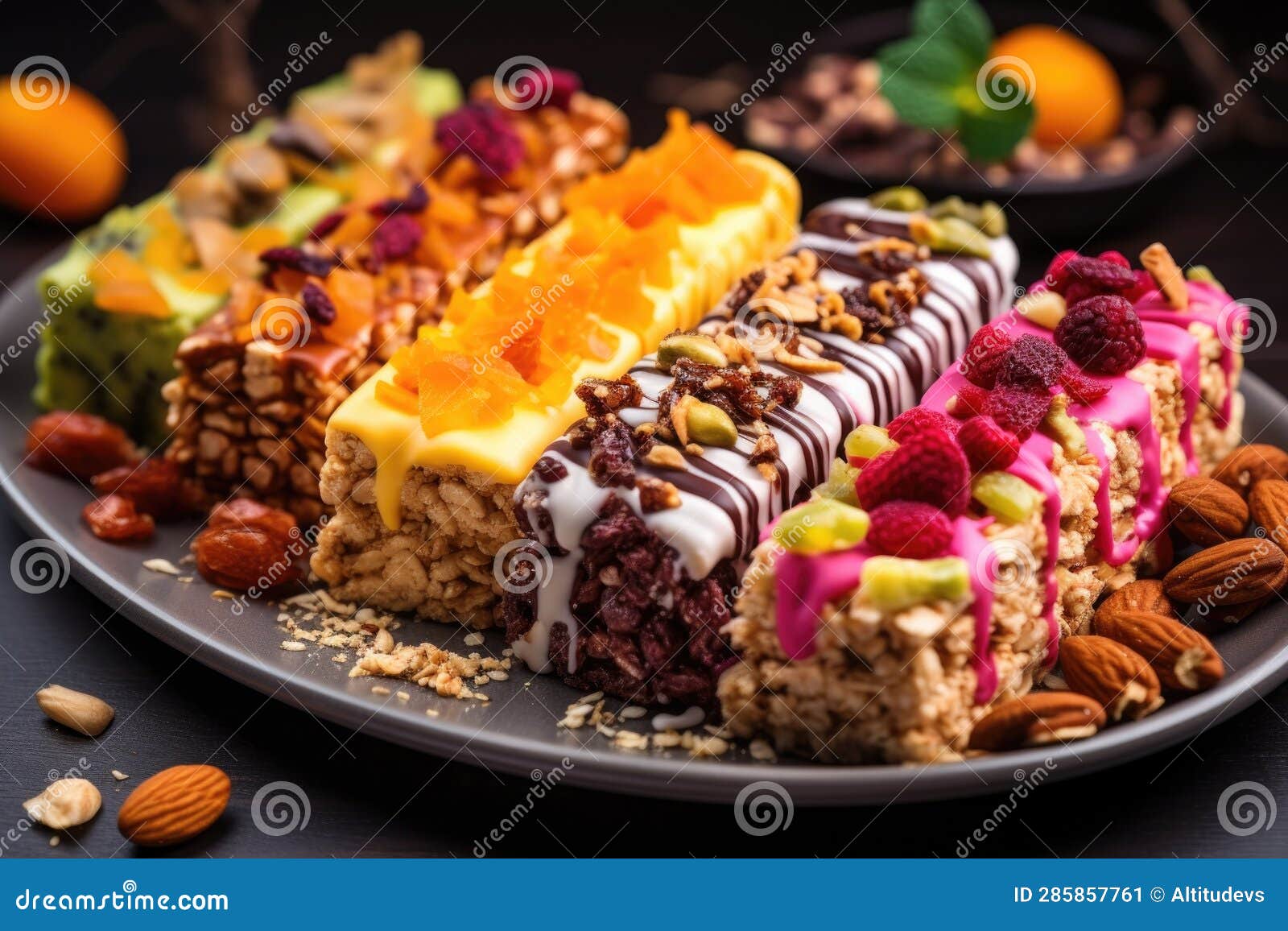 Granola Bars with Various Toppings and Fillings Stock Image - Image of ...