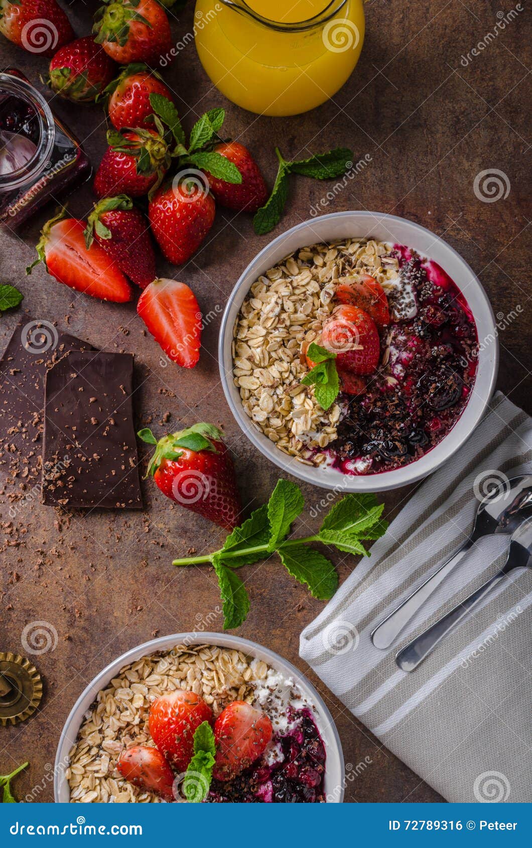 Granola with Berries and Chocolate Stock Photo - Image of crunchy ...