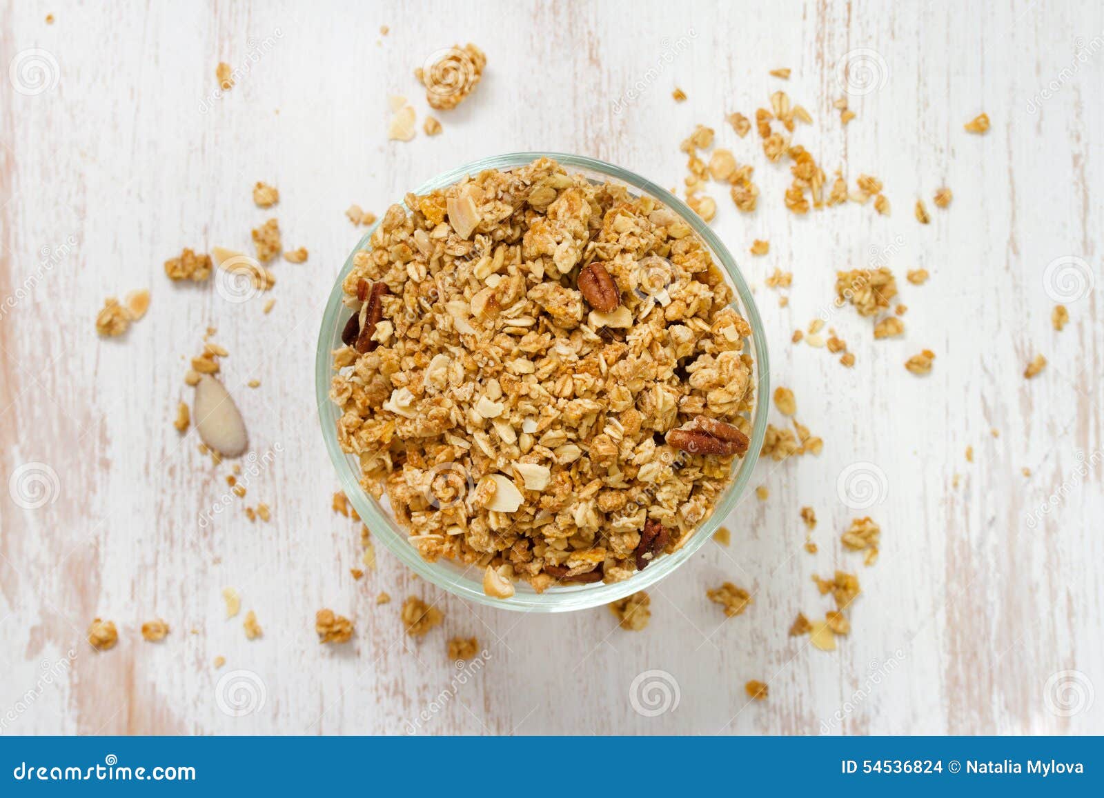 Granola in Bowl on White Background Stock Photo - Image of cereal, meal ...