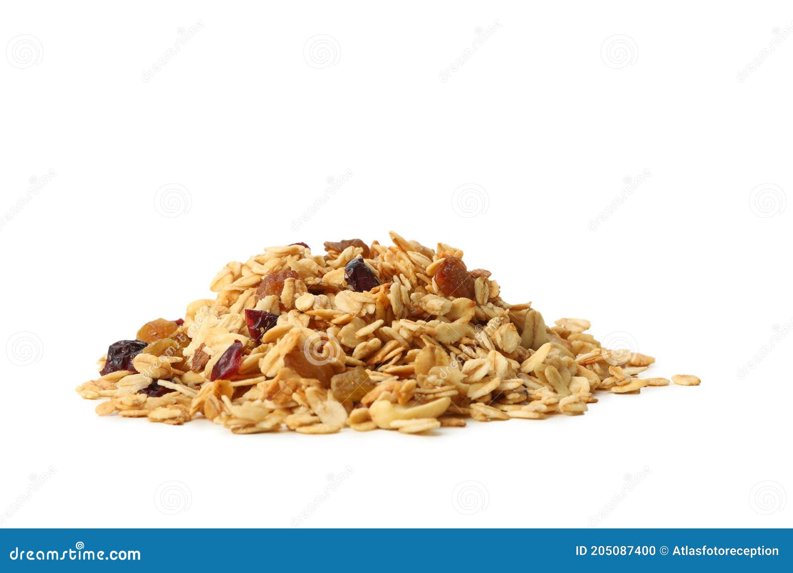Granola Com Porcas E Passas Isoladas Sobre Fundo Branco Foto de Stock ...
