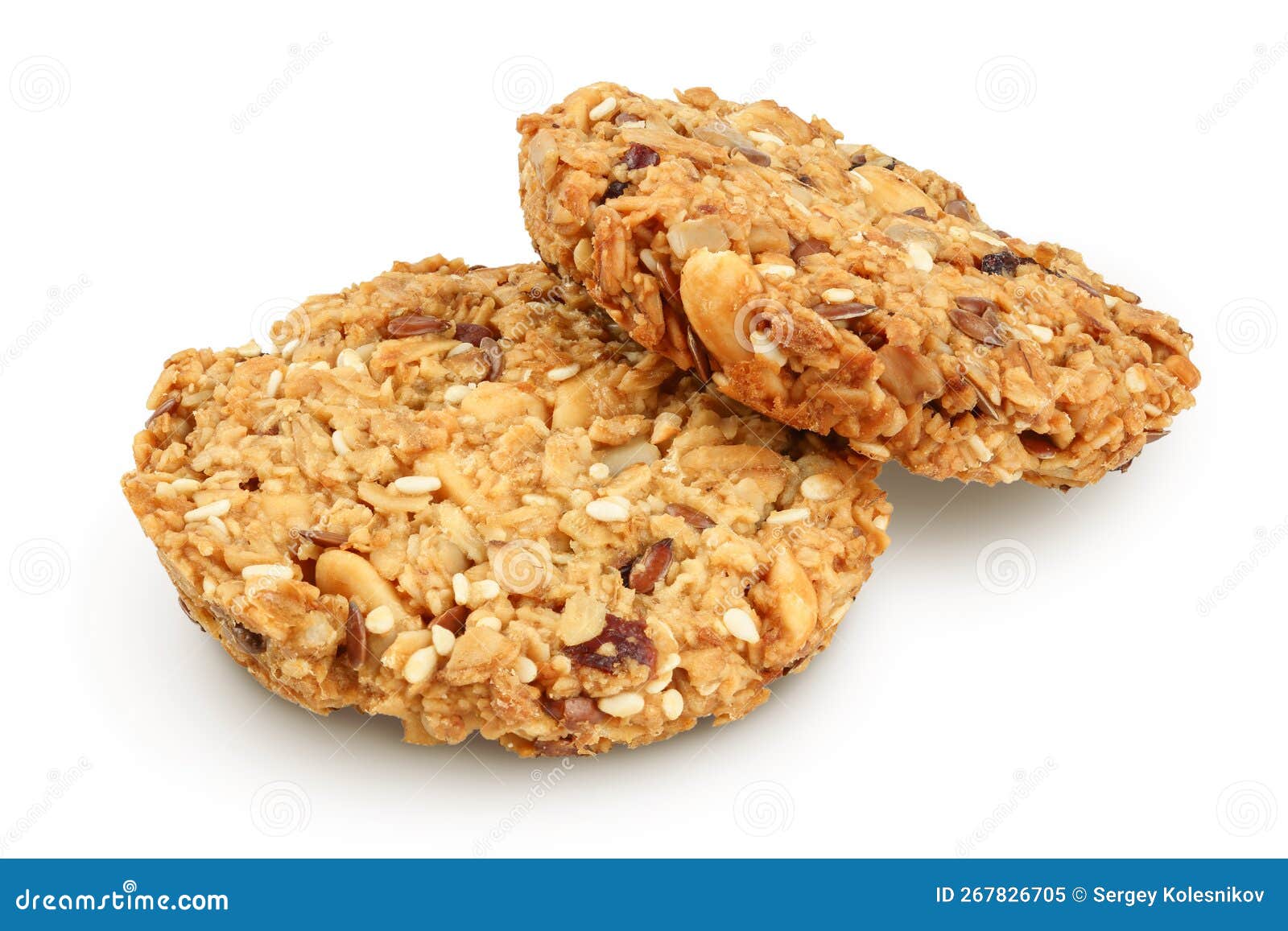 Granola Cookie Isolated on White Background with Full Depth of Field ...
