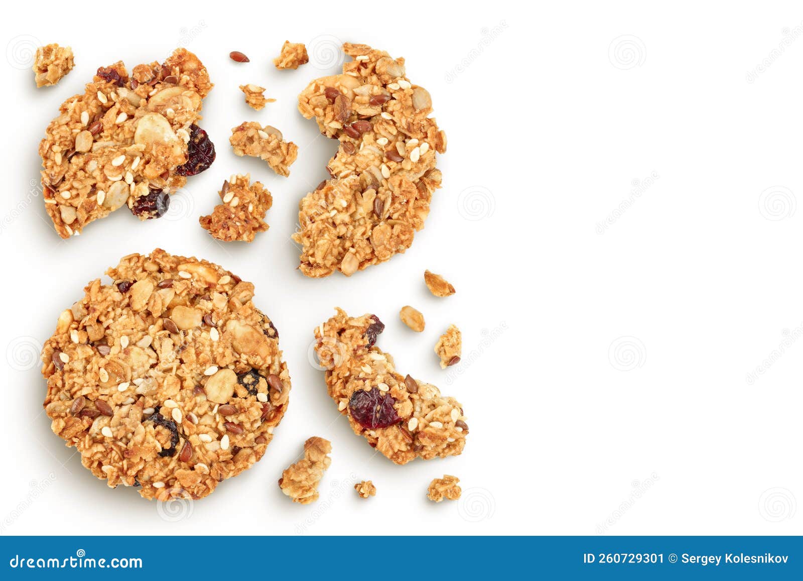 Granola Cookie Isolated on White Background with Full Depth of Field ...