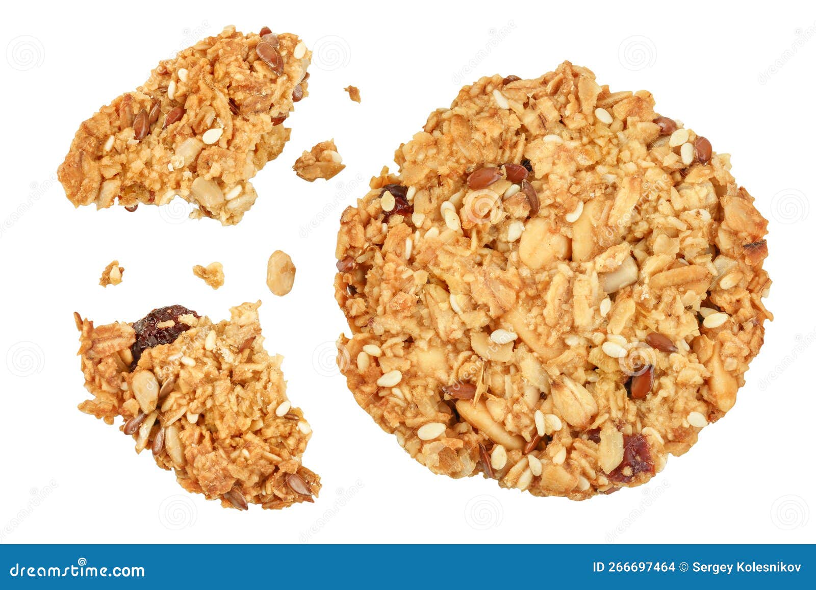 Granola Cookie Isolated on White Background with Full Depth of Field ...