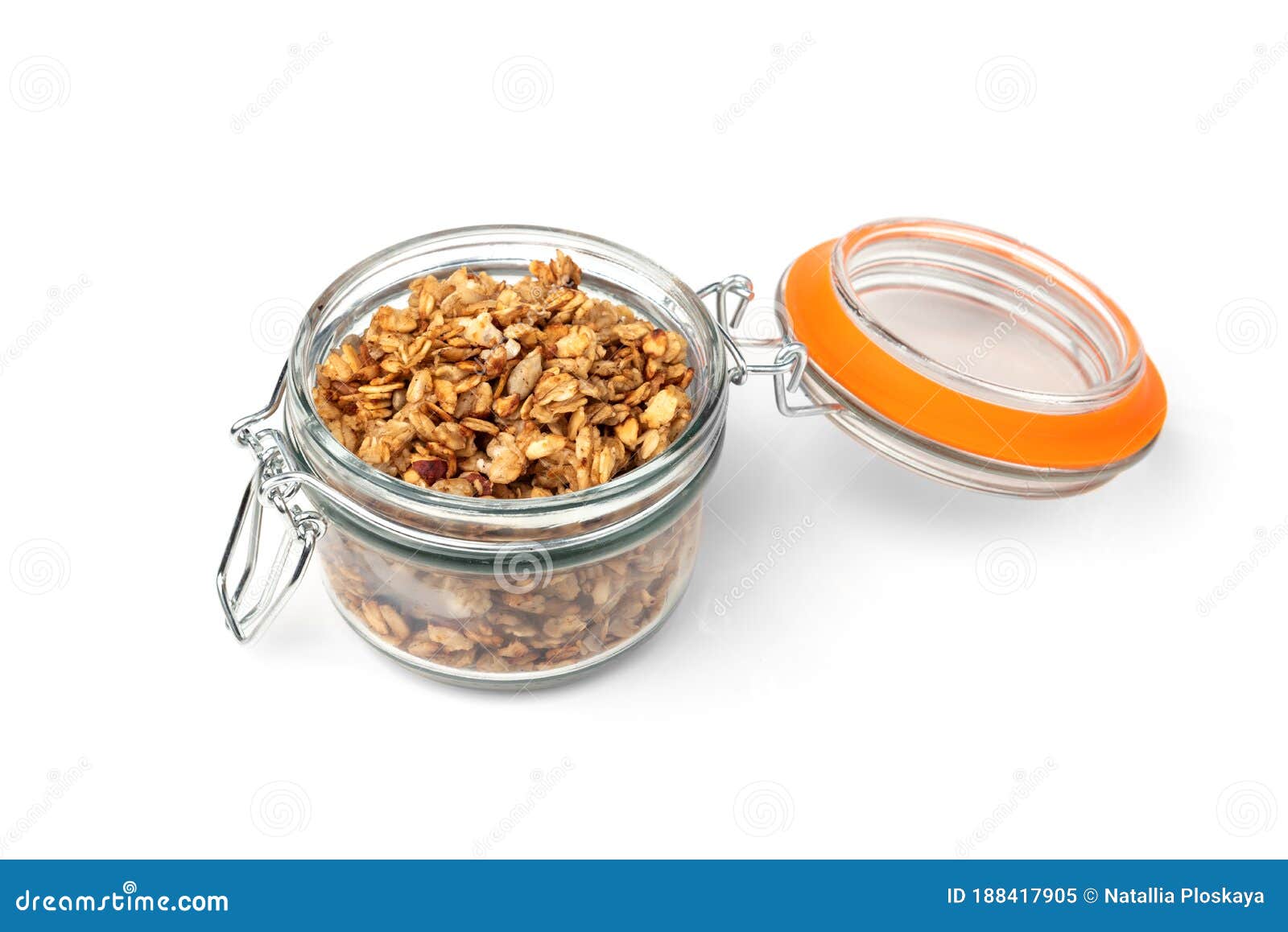 Granola Em Vidro, Isolada Em Fundo Branco Imagem de Stock - Imagem de ...
