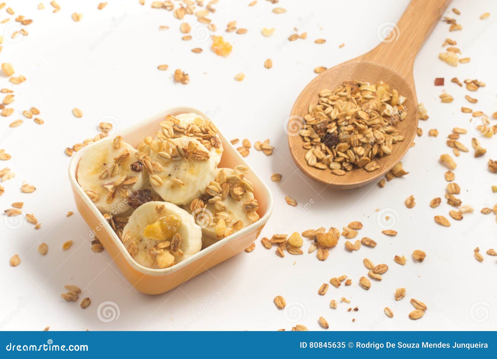 Granola Flakes with Bananas Stock Image - Image of vegetarian, honey ...