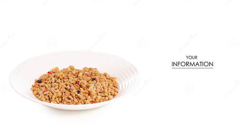 Granola with Fruit Flakes in Plate Pattern Stock Image - Image of ...