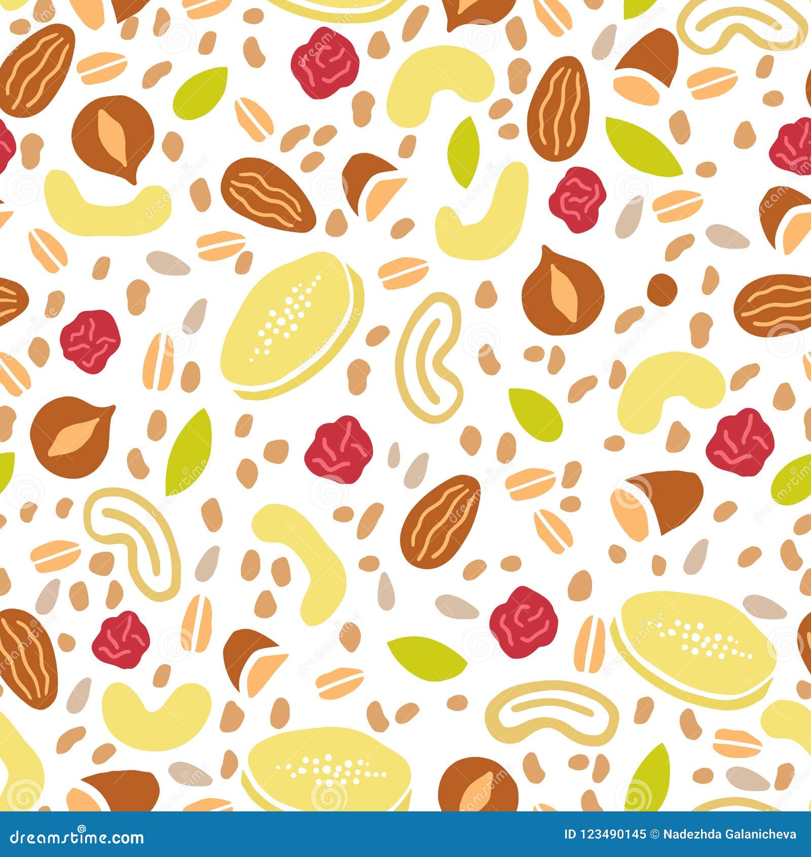 Granola Raisin Background. Vector Hand Drawn Seamless Pattern Stock ... Granola Raisin Background. Vector Hand Drawn Seamless Pattern Stock ...
