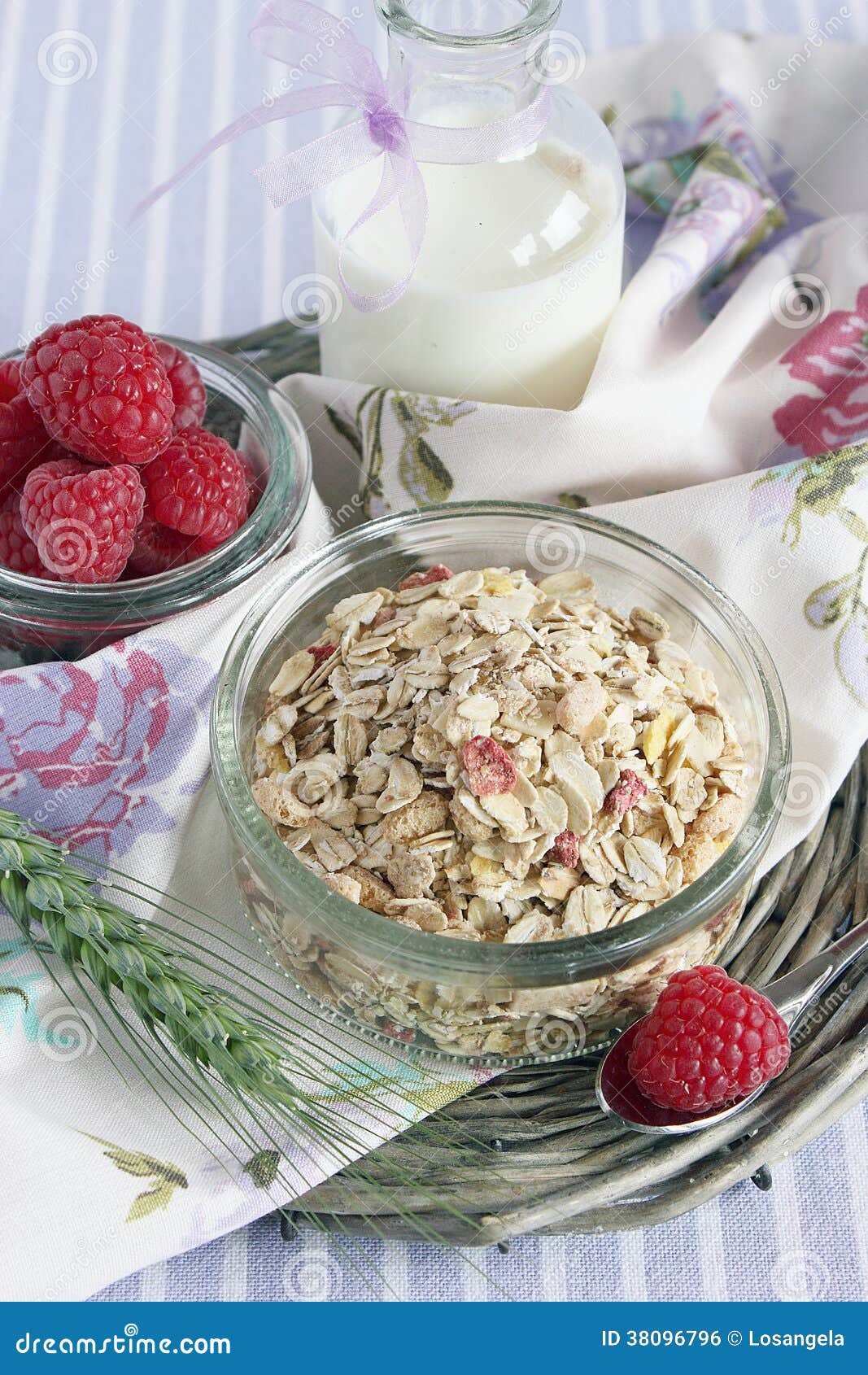 Granola with raspberry stock photo. Image of eating, fruit - 38096796