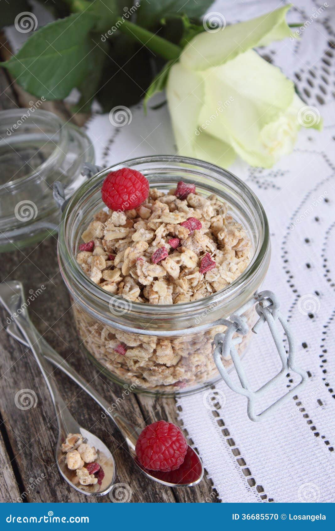 Granola with raspberry stock photo. Image of healthy - 36685570