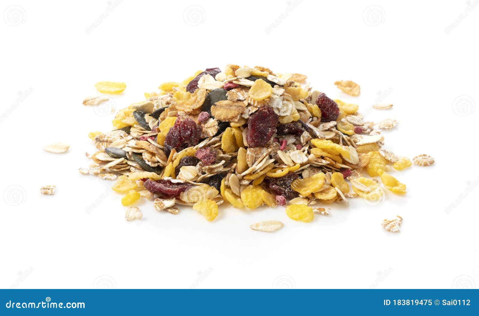 Granola on a White Background Stock Image - Image of flake, grain ...