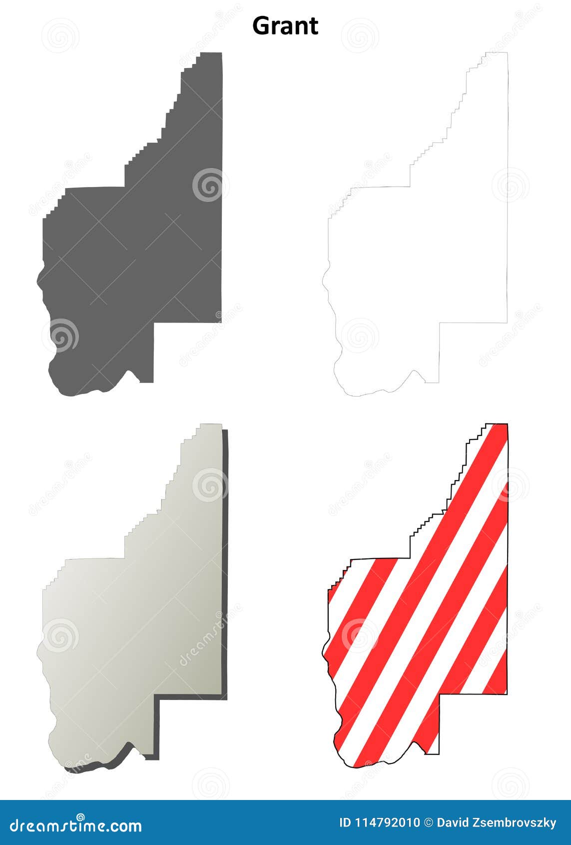 Grant County, Washington Outline Map Set Stock Vector - Illustration of ...