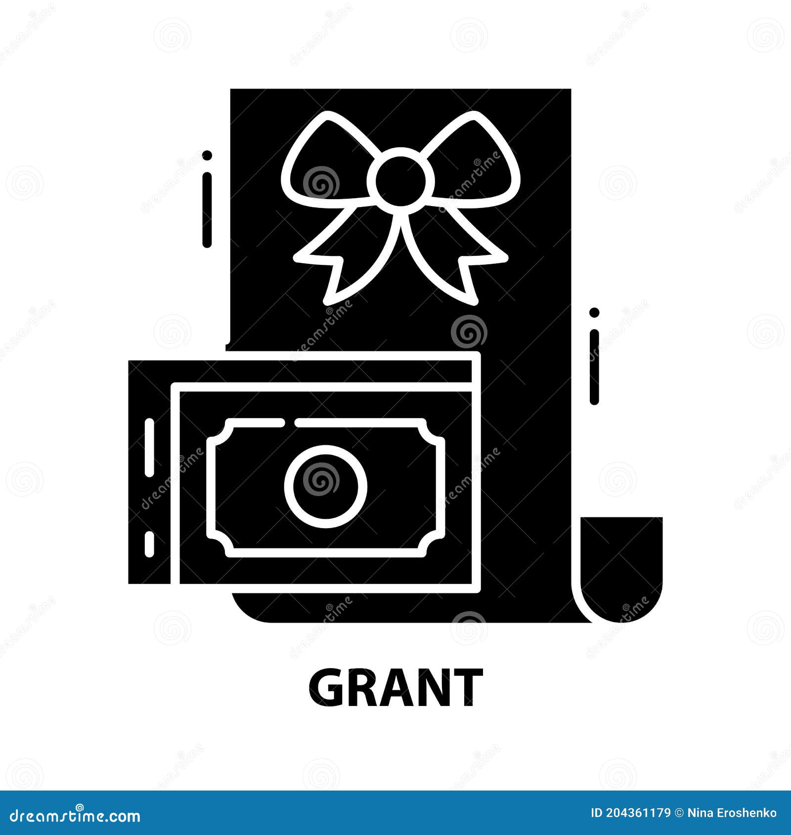 Grant Icon, Black Vector Sign with Editable Strokes, Concept ...