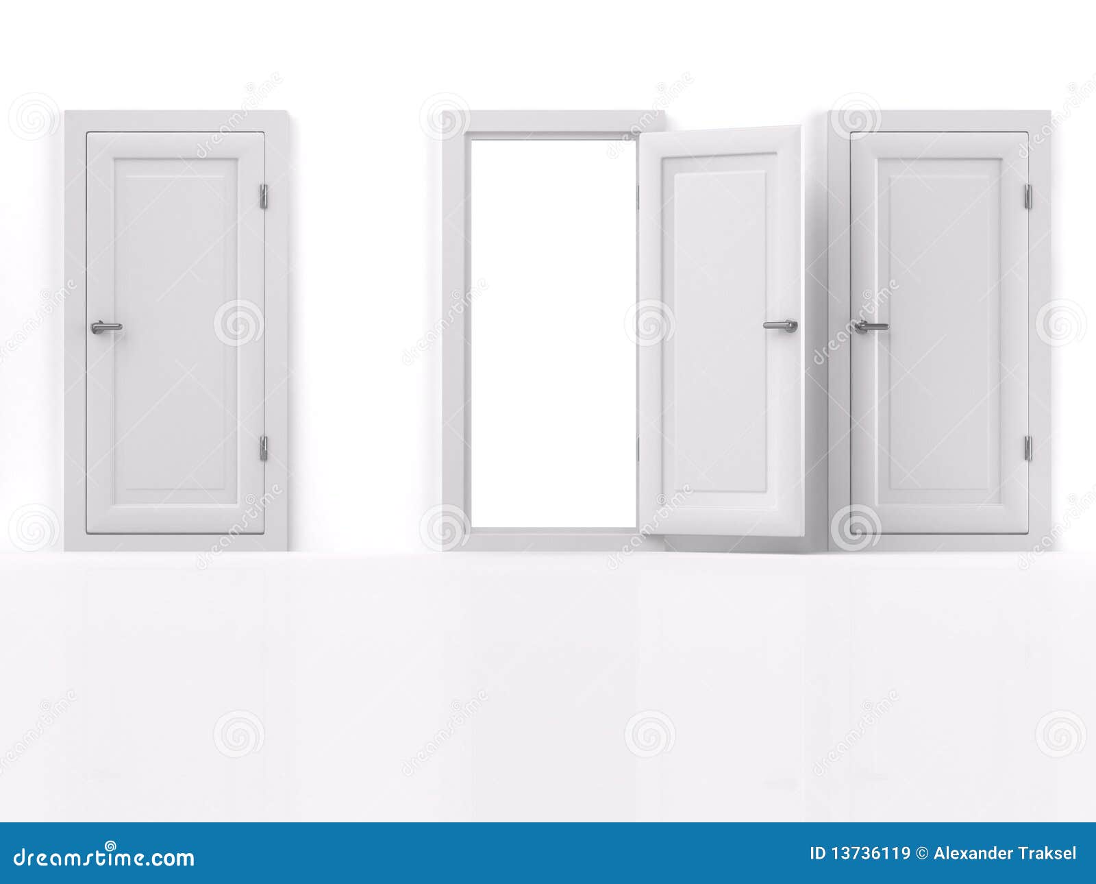 Granting of Three Doors with One Open Door Stock Illustration ...