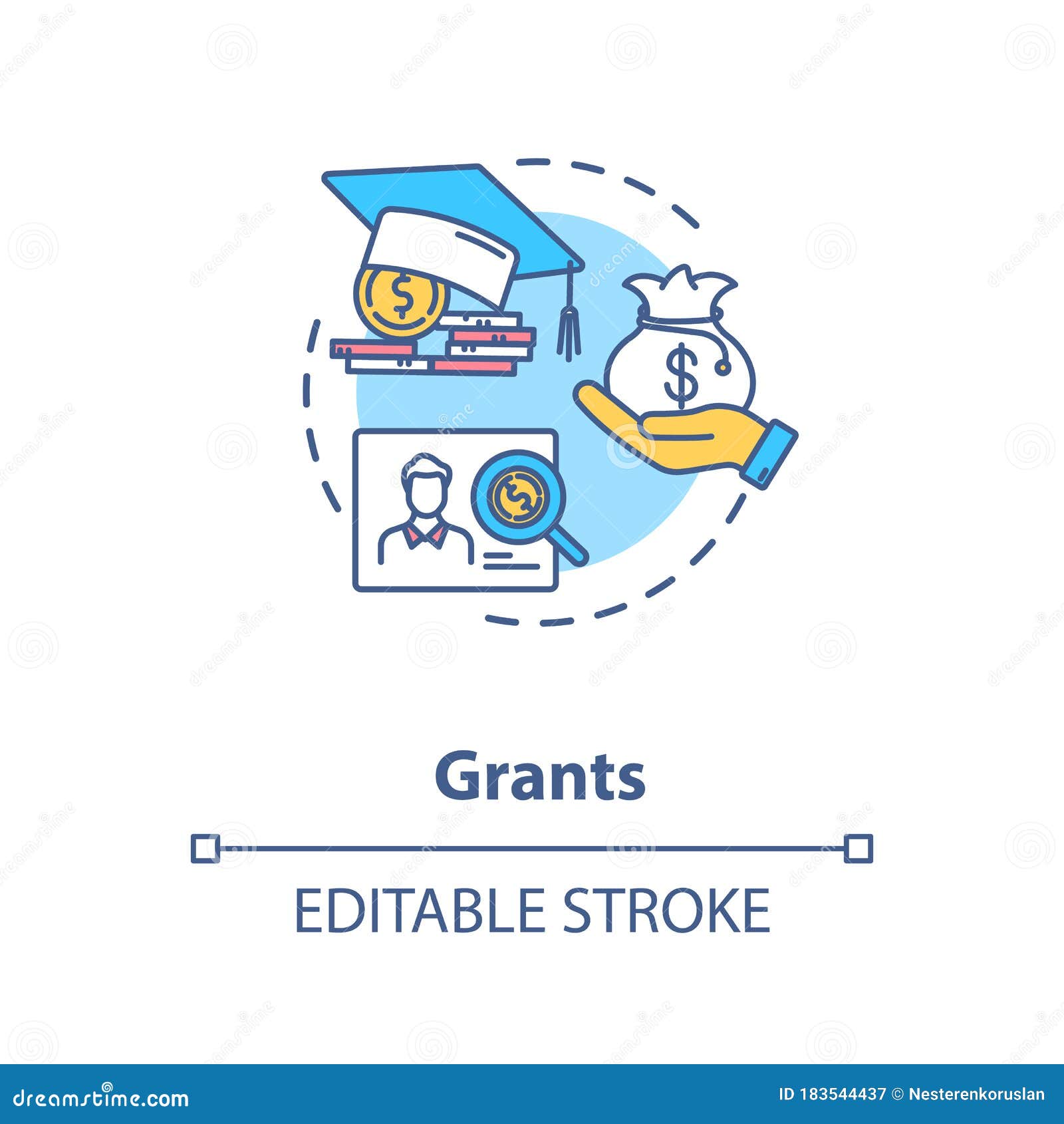 Grants concept icon stock vector. Illustration of idea - 183544437