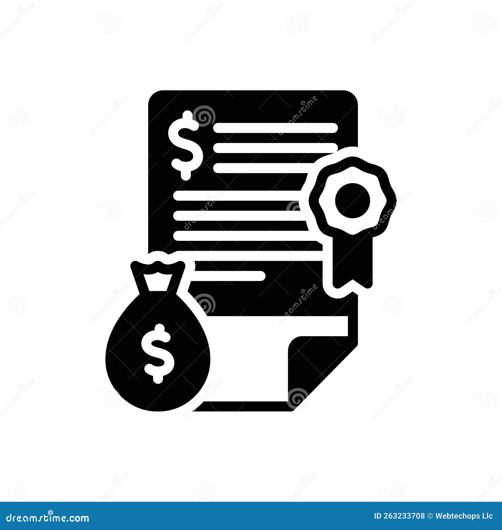 Black Solid Icon for Grants, Donation and Certificate Stock Vector ...