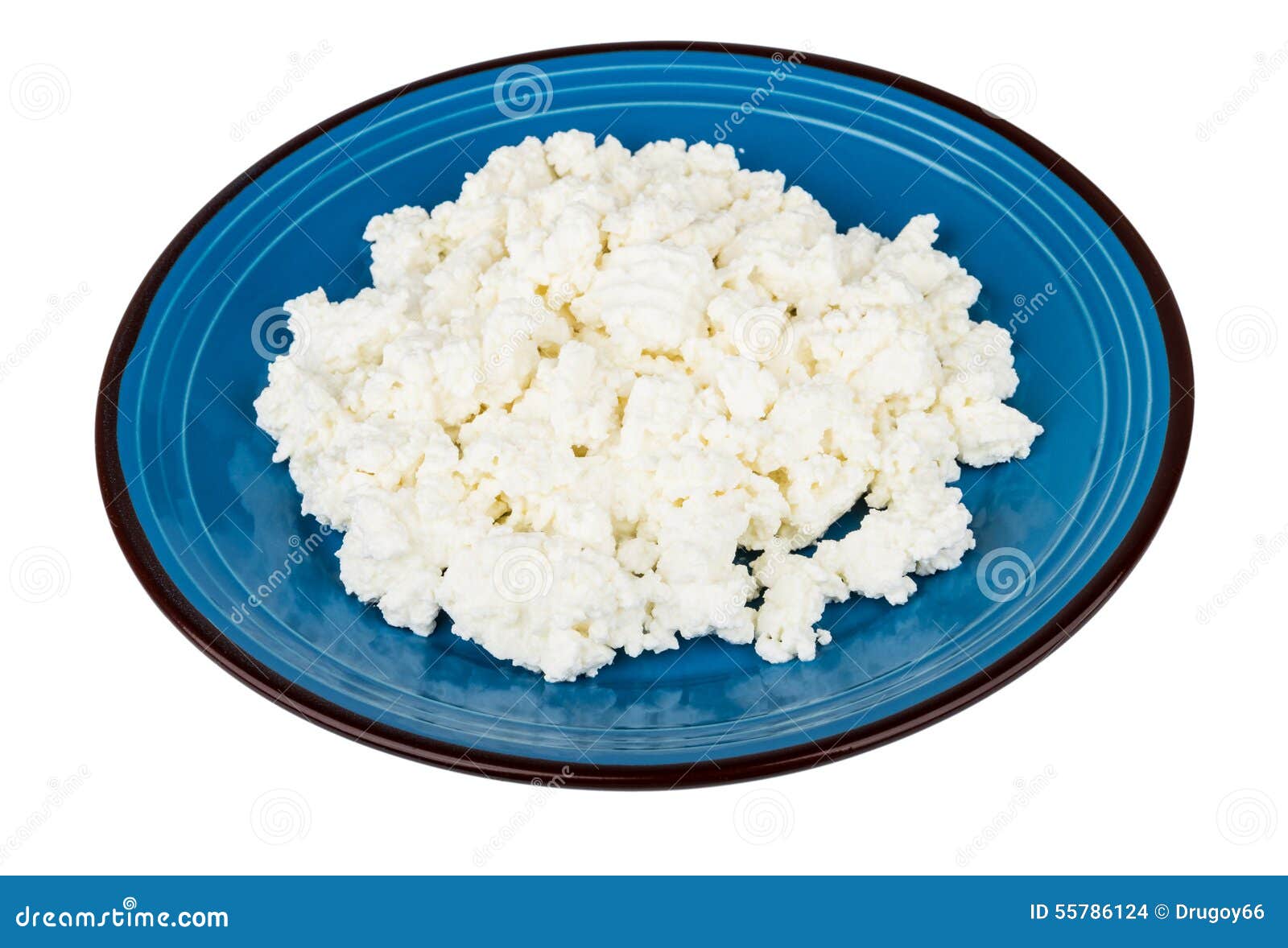 Granular Curd on Blue Glass Plate Stock Photo - Image of freshness ...